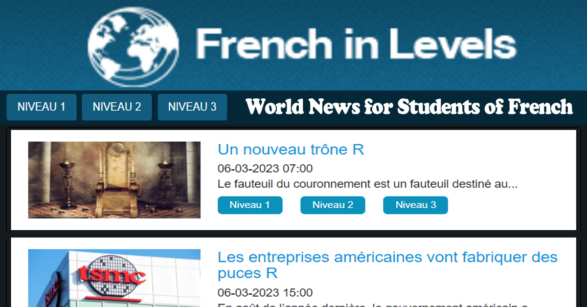 Nouvelles - French news and easy articles for students of French